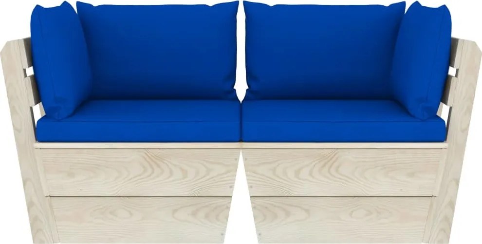 vidaXL 2místná zahradní pohovka z palet s poduškami smrkové dřevo [3063389] Barva: Červená