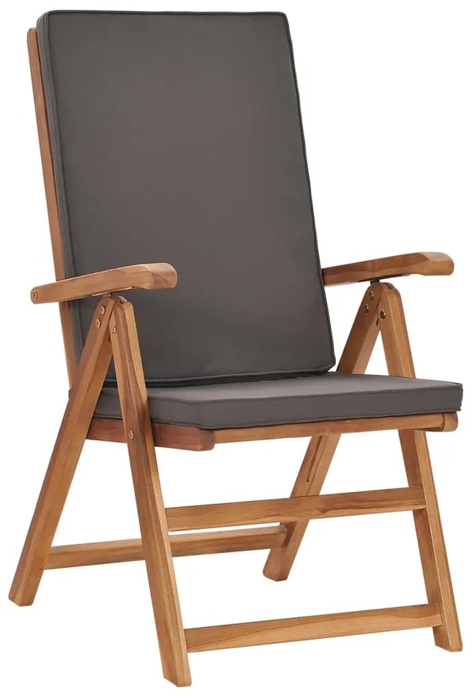 vidaXL Polohovací zahradní židle s poduškami 2 ks masivní teak šedé