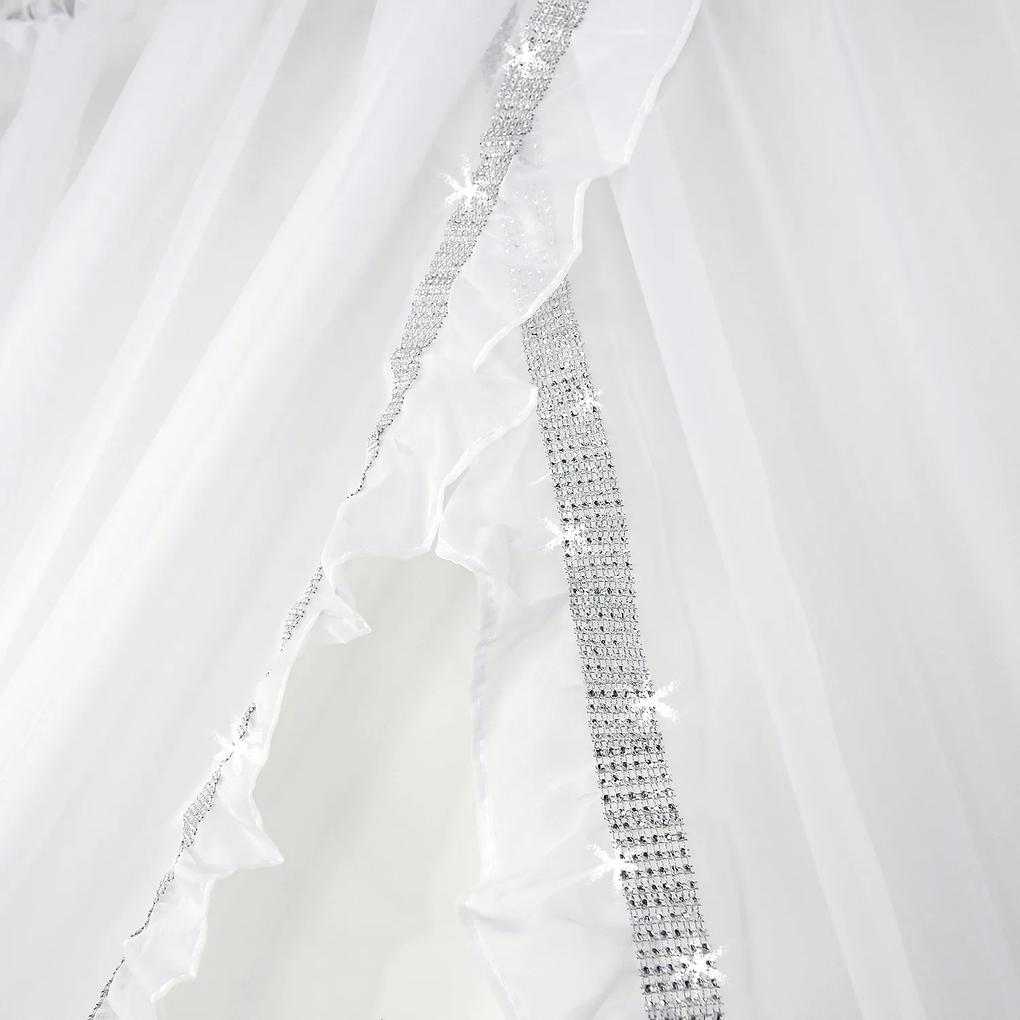 Dekorační krátká záclona se zirkony s řasící páskou BRIGITTE bílá 400x150 cm MyBestHome