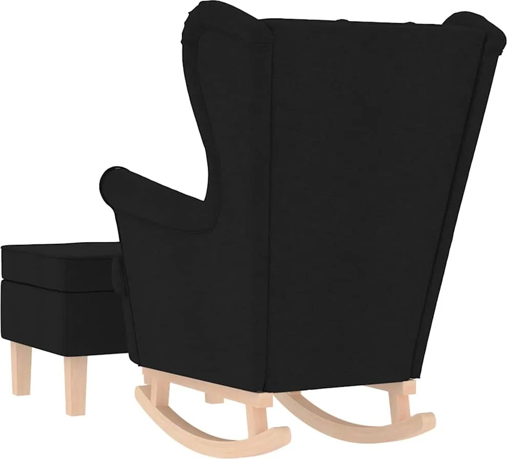 Houpací křeslo s podnožkou černé textil 3307999