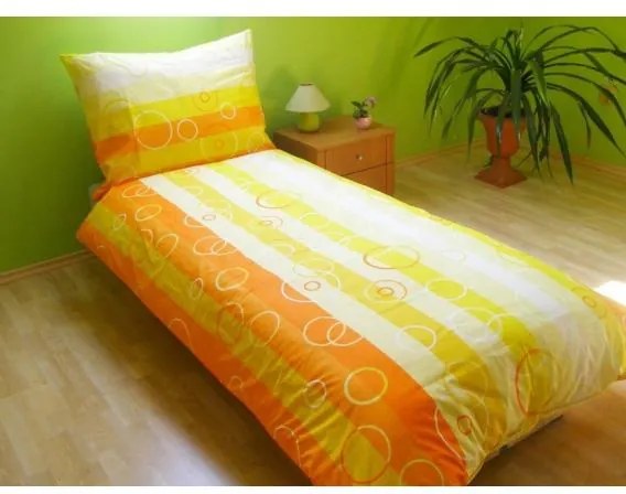 Brotex Prodloužené povlečení bavlna 140x220, 70x90cm Bublina oranžová, Výběr zapínání:, Varianta  zipový uzávěr 8594570048477