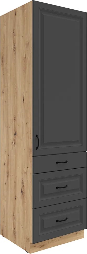 STILO gr | vysoká skříňka 60 DKS-210 3S 1F potravinová | 60 cm | UNI dvířka | artisan/grafit