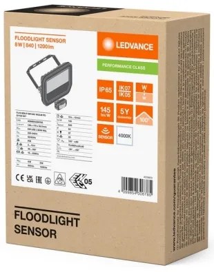 LED reflektor s pohybovým čidlem LEDVANCE FLOODLIGHT bílý SENSOR 8W/6W 1200/850lm 4000K neutrální bílá IP65