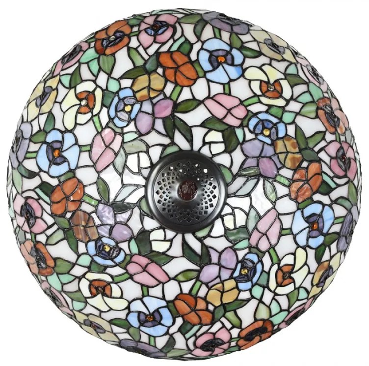 Stolní lampa Tiffany Silvain zeleno oranžová s motivem květů – 46x72 cm