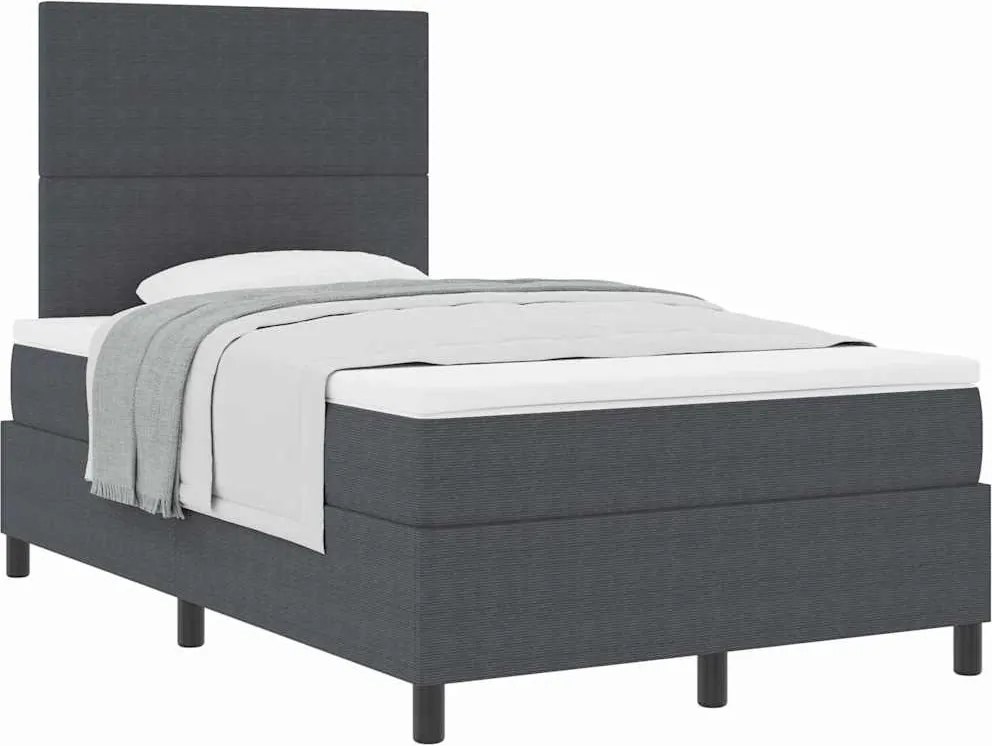 Postel s boxspringem s čelo Tmavě šedá a bílá 120 x 190 cm 3337548
