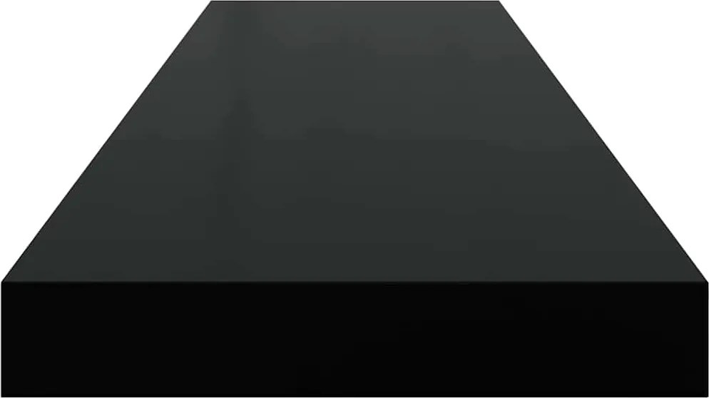 Plovoucí nástěnná police černá vysoký lesk 90x23,5x3,8 cm MDF 323775
