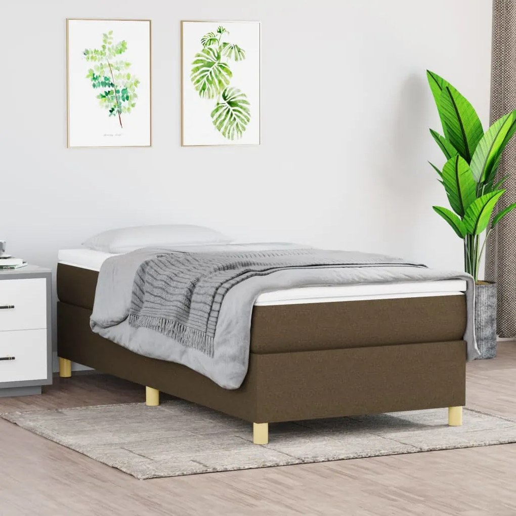 Rám postele s boxspringem tmavě hnědá 90 x 190 cm textil 3120924