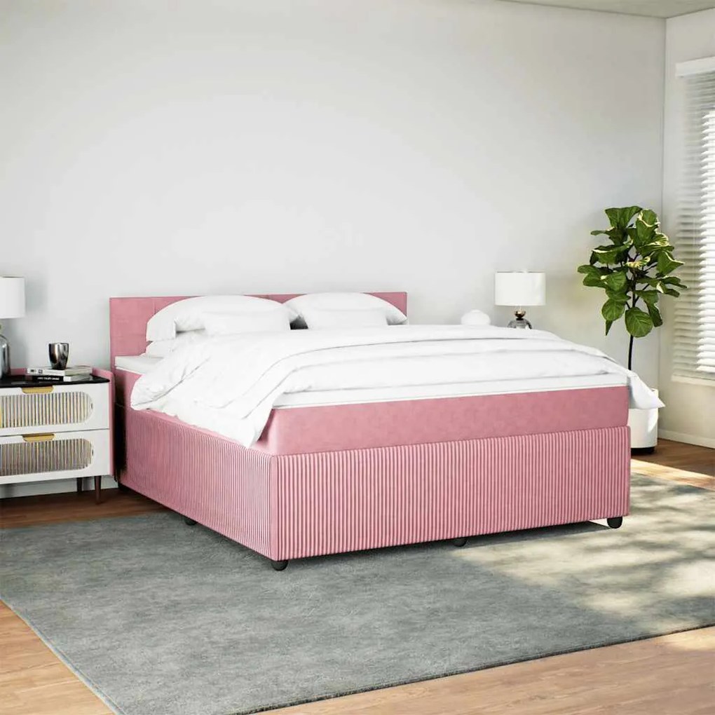 Box spring postel s matrací růžová 180x200 cm samet 3290111