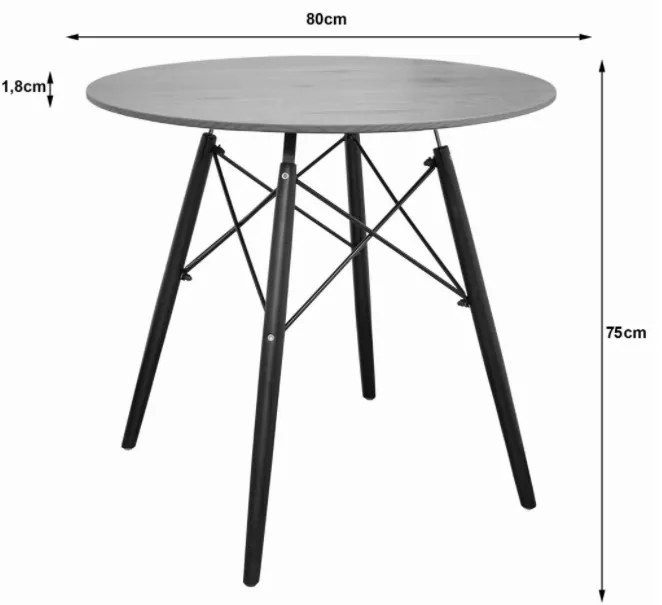 Jídelní stůl EDDIE 80 cm jasan