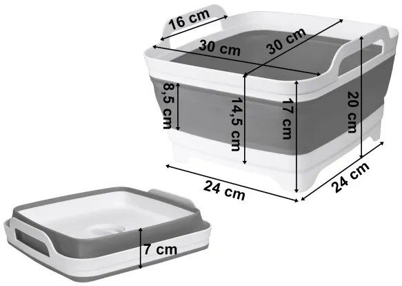 Skládací lavor BRIDA bílý / šedý