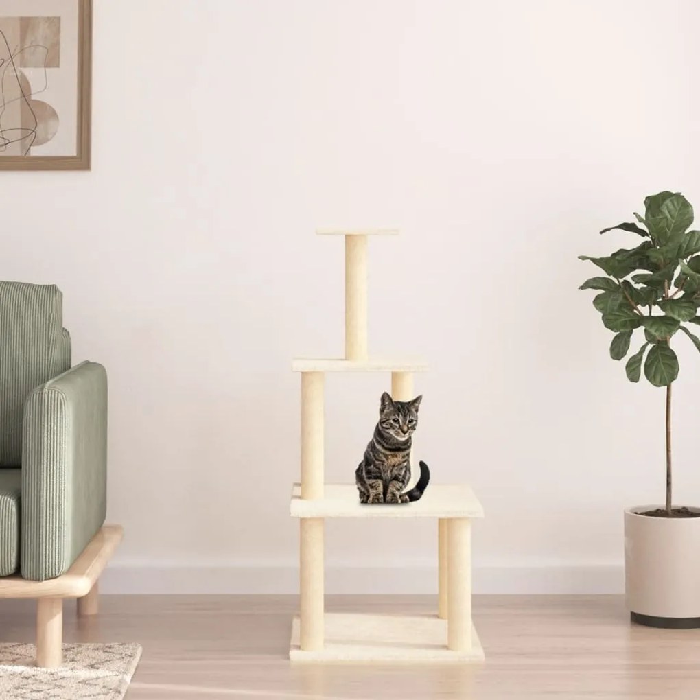 Škrabadlo pro kočky se sisalovými sloupky krémové 111 cm 171732