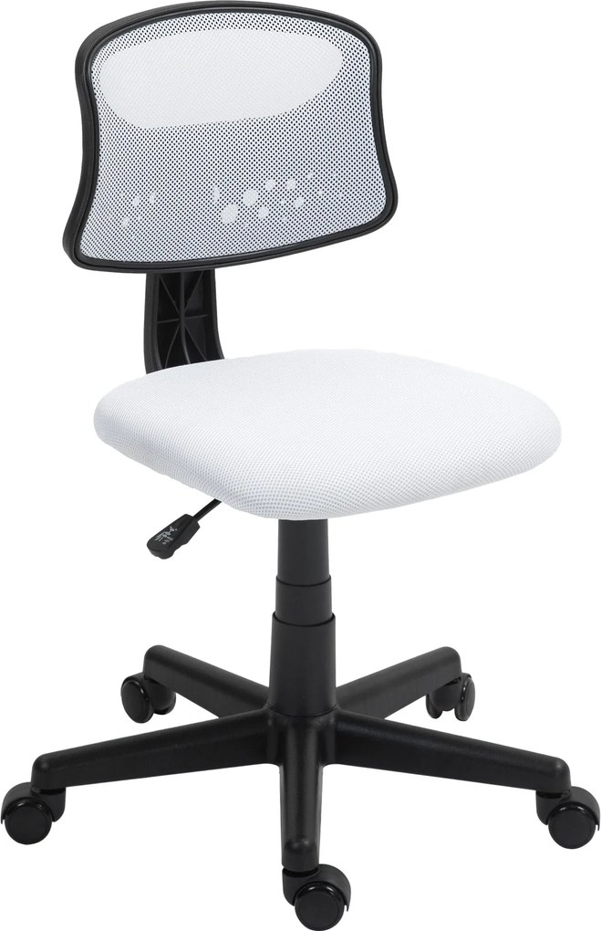 HOMCOM Ergonomická kancelářská židle bez opěrek s síťovinou, otáčecí, nastavitelná výška, nosnost 120 kg, bílá | Aosom