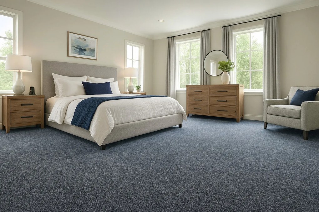Lano, Metrážový koberec Supersoft 780 sv. modrý, na míru s bordurou, šíře 4m, modrá, ab (mřížka), ložnice