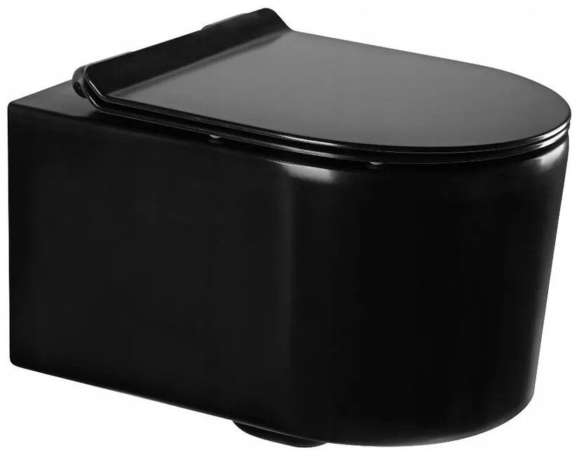 Mexen SOFIA Rimless závěsná wc mísa se sedátkem s pomalým zavíráním, 48 x 36 cm, černá matná, 3354XX85+39010185