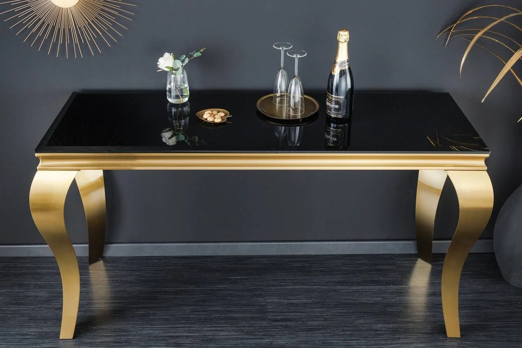 Designová konzole Rococo 140 cm černá / zlatá