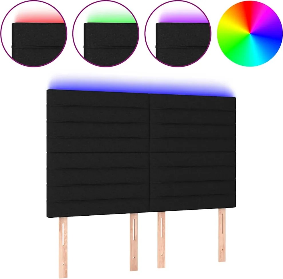 Čelo postele s LED černé 144x5x118/128 cm textil 3122564