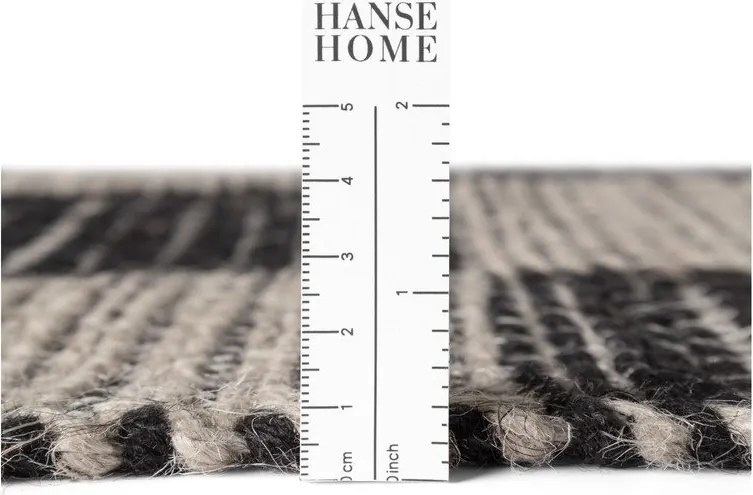 Černý/krémový oboustranný/ručně tkaný běhoun s příměsí juty 80x300 cm Rex – Hanse Home