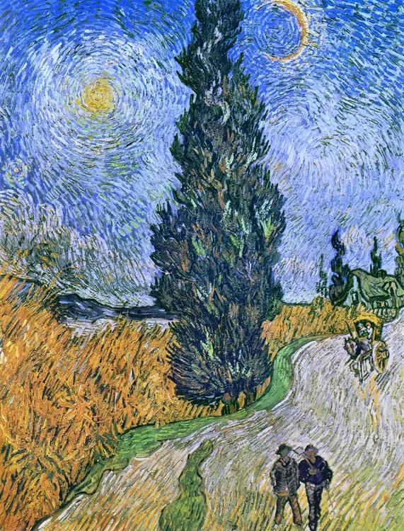 Obrazová reprodukce Road with Cypresses, 1890, Vincent van Gogh