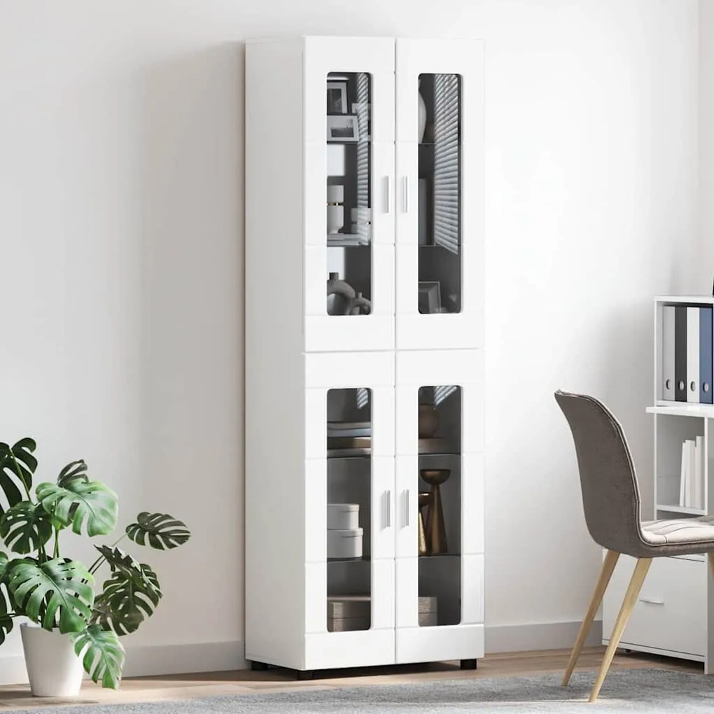 Vysoký bufet FLORIN 60 x 35 x 182 cm Vysoce lesklá bílá 3397908