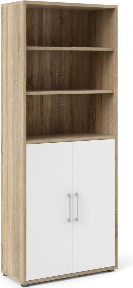 Skříň Modulo 89 x 40 x 221,5 cm, dveře dřevo, dub sonoma / bílá