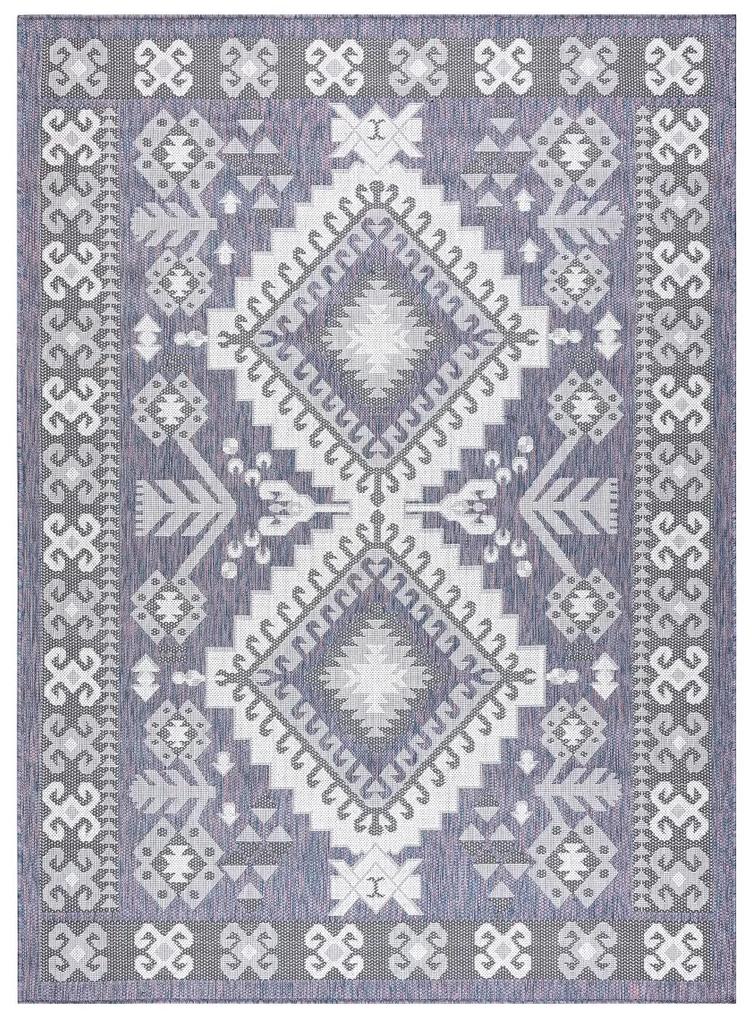 Dywany Łuszczów Kusový koberec Sion Sisal Aztec 3007 blue/pink/ecru – na ven i na doma Rozměry koberců: 80x150