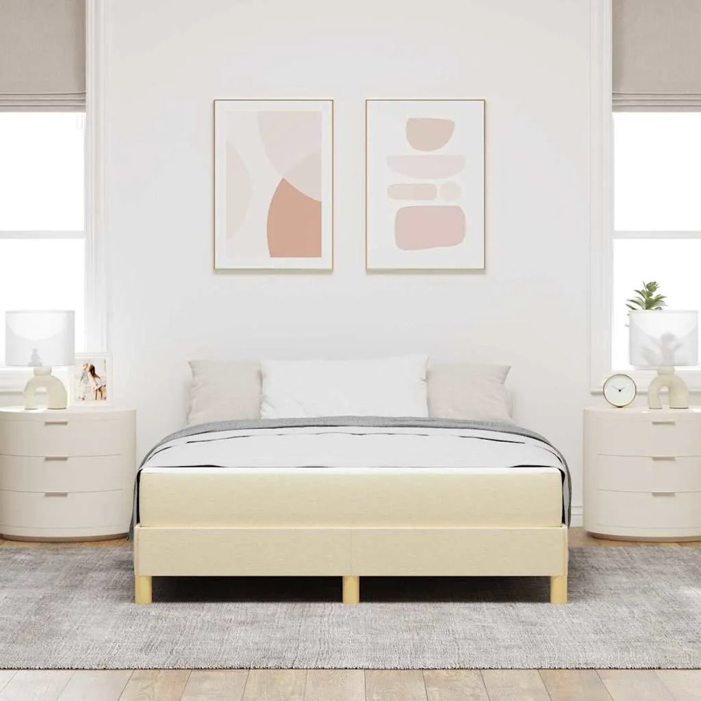 Postel s boxspringem s matrací Krémová 140 x 190 cm textil 3398568