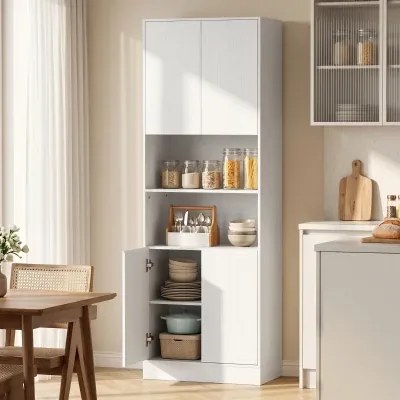 HOMCOM kuchyňská skříň/skříň na potraviny 170 cm s nastavitelnou policí, bílá