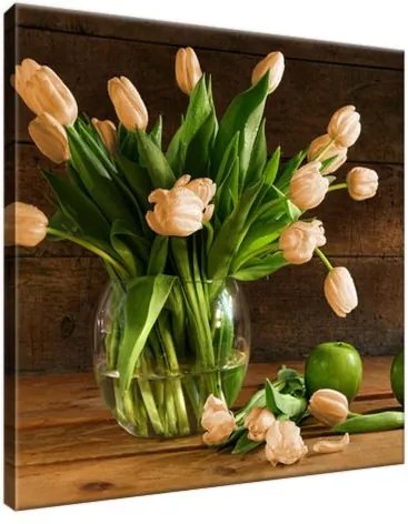 Obraz na plátně Nádherné tulipány a zelená jablka 30x30cm 2151A_1AI