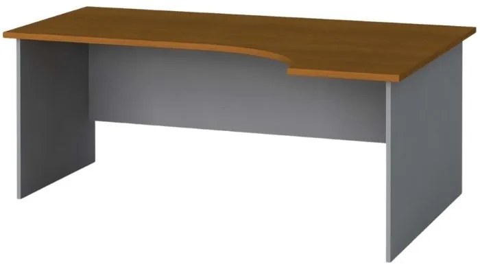 Rohový kancelářský pracovní stůl PRIMO FLEXI, 180 x 120 cm, šedá / třešeň, pravý