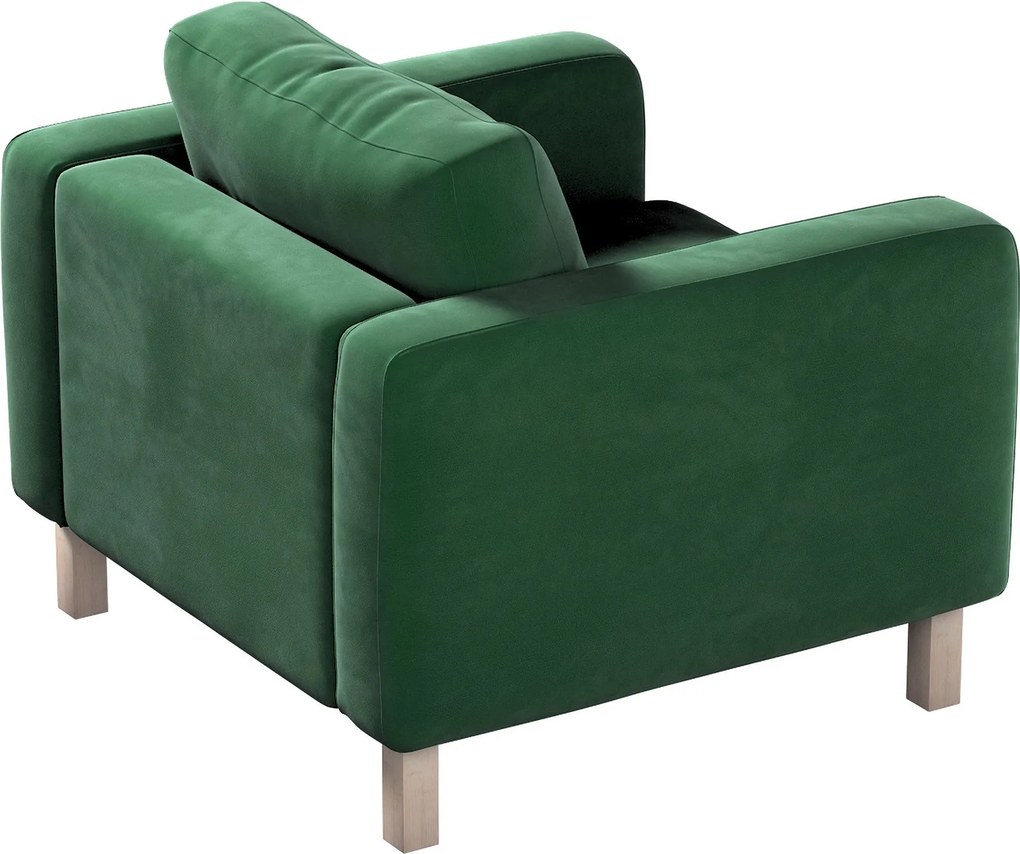 Potah na křeslo IKEA Karlstad, krátký barva zelená látka lesklé, sametová
