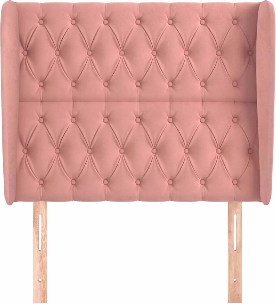 Čelo postele typu ušák růžové 83 x 23 x 118/128 cm samet 3118339