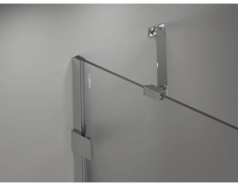 Mexen Lunar-B, pravostranný výklopný sprchový kout 70 x 70 cm, 8mm čiré sklo, chromový profil, 832-070-070-01-00-P