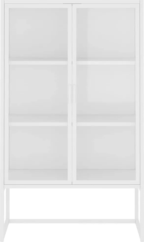 Komoda bílá 80 x 35 x 135 cm ocel a tvrzené sklo 335884