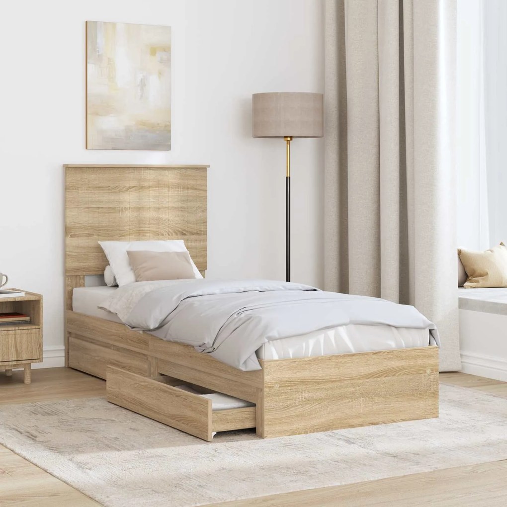 Postel s úložným prostorem se zásuvkou Sonoma dub 75 x 190 cm 3411259