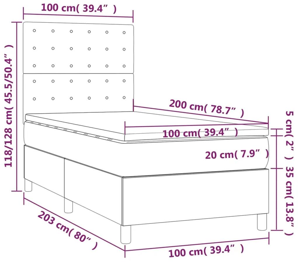Box spring postel s matrací tmavě šedá 100x200 cm samet