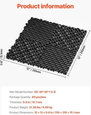 Drenážní rohož Drenážní podlahové dlaždice 30,5 × 30,5 cm Modulární zámková rohož