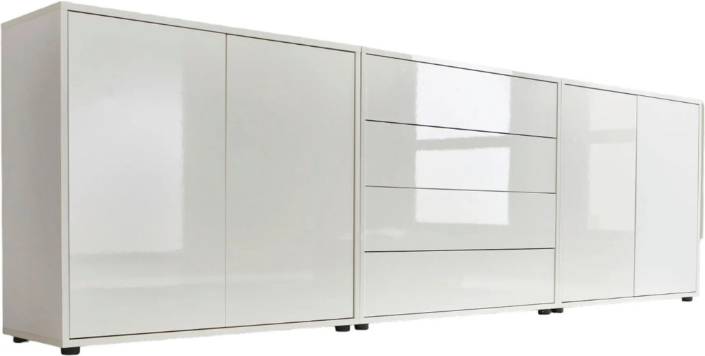 XXXLutz ŠIROKÁ KOMODA, bílá, vysoce lesklá bílá, 237/73/33 cm MID.YOU - Široké komody - 001067002601