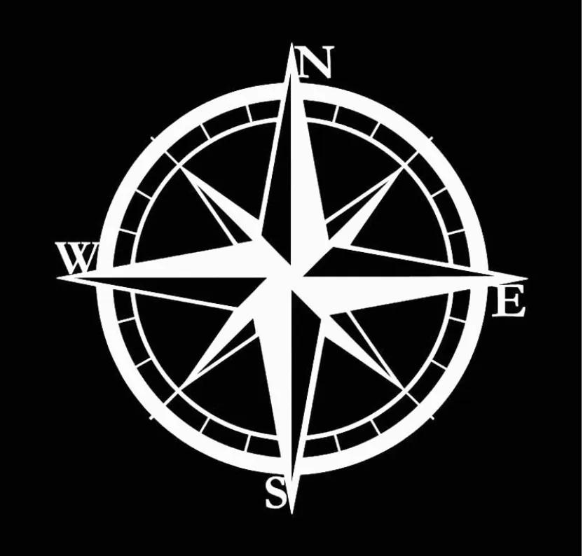 Walenty Kovová nástěnná dekorace větrná růžice kompas 3D 50cm černá