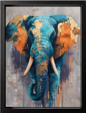 Král barev - obraz - Slon v moderní abstrakci se zlatými akcenty 67 - 40 x 50 cm - 499 Kč