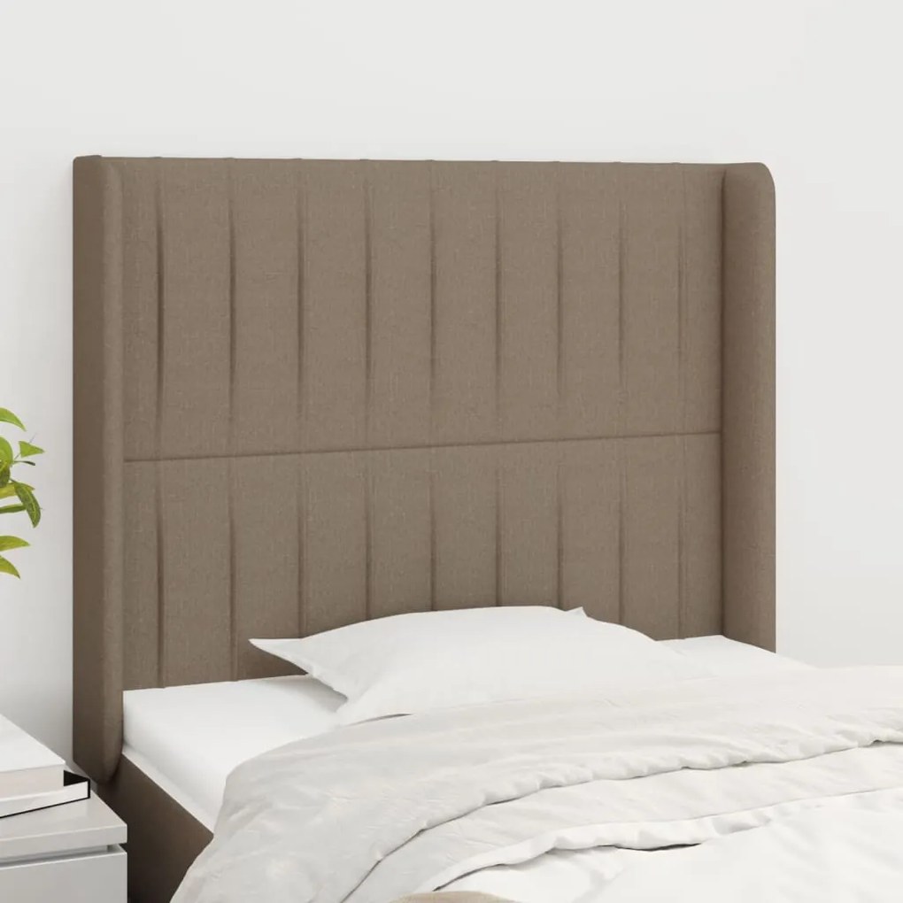 Čelo postele typu ušák taupe 93x16x118/128 cm textil