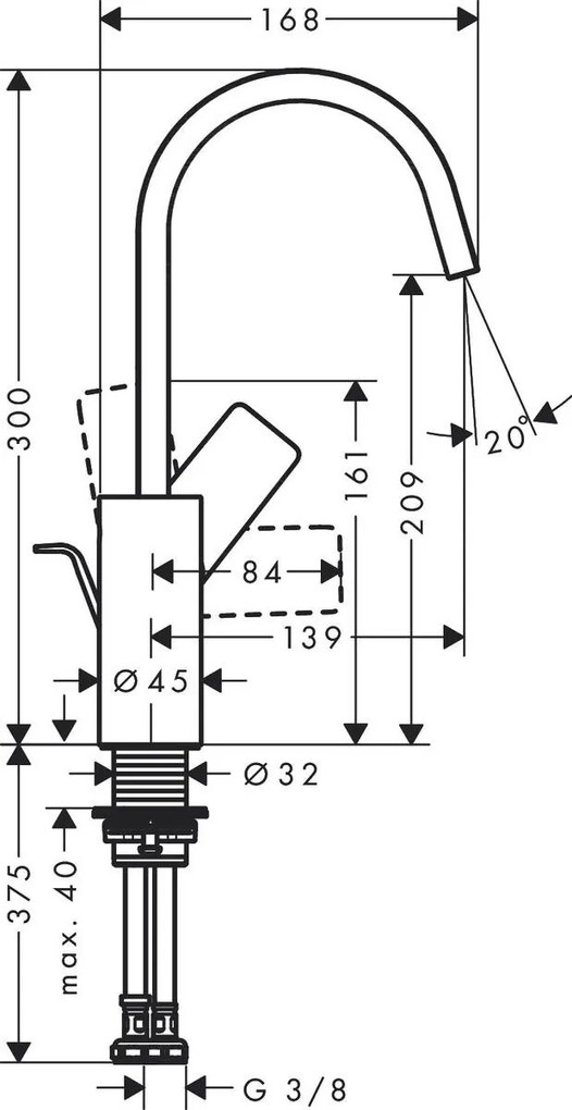 Hansgrohe Vivenis, umyvadlová baterie 210, s výpustí a otočným výtokem, EcoSmart, chromová, 75030000
