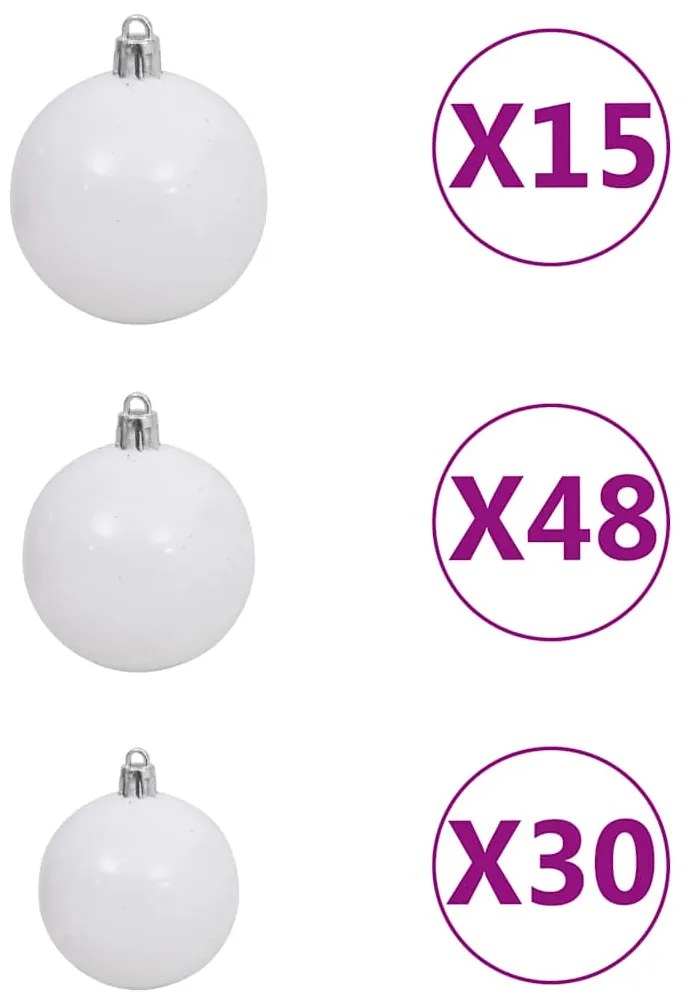 vidaXL Umělý vánoční stromek s LED a sadou koulí 500 cm bílý