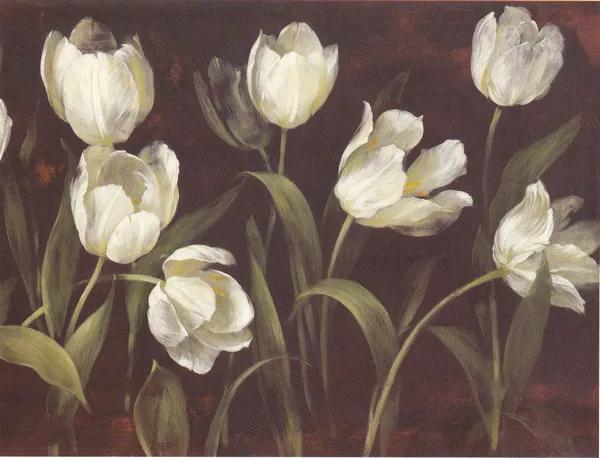 ART-STYLE Obrázek 17x22, tulipány, rám bílý s patinou