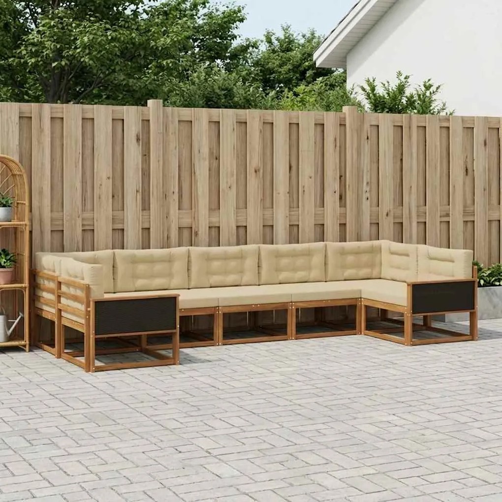 Venkovní pohovková souprava 7 ks Přirozená a Béžová 3382856