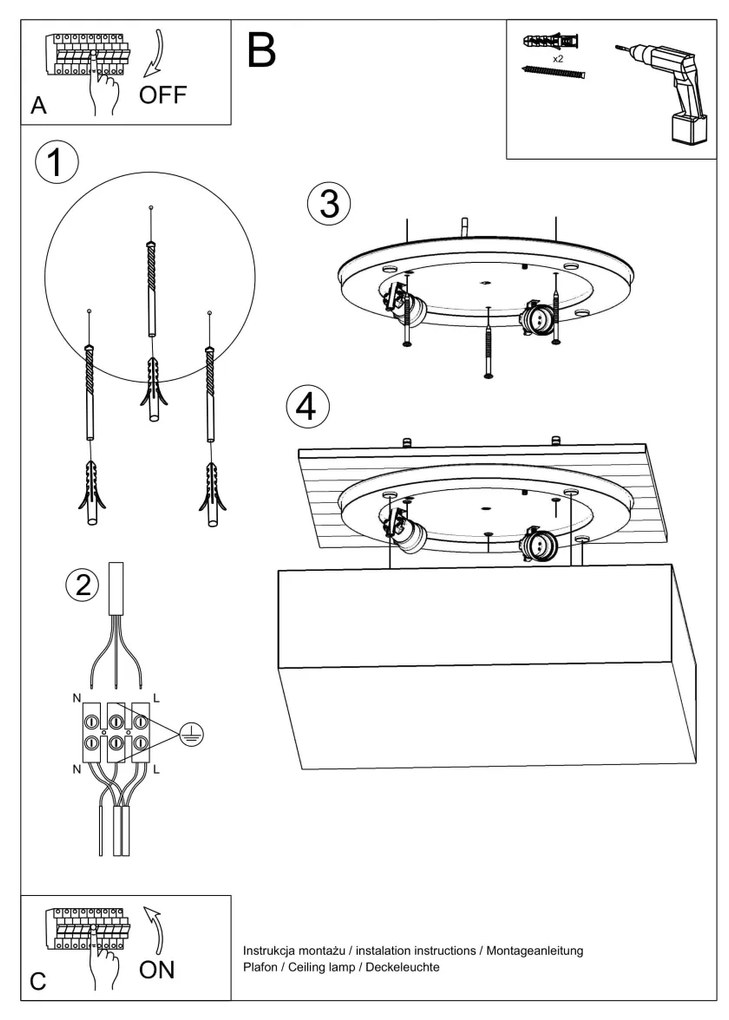 Stropní svítidlo Horus, 1x šedé plastové stínítko, (bílý plast), (25 cm)