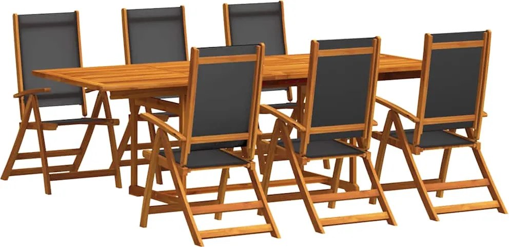 7dílný zahradní jídelní set masivní akáciové dřevo a textilen 3279264