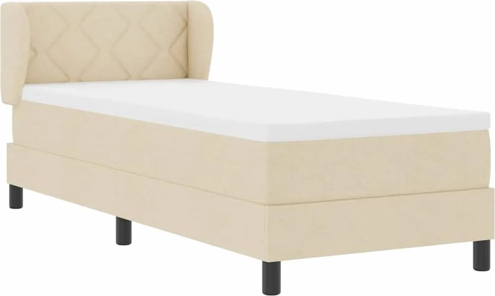 Postel s boxspringem s čelo Krémová 80 x 200 cm textil 3340057