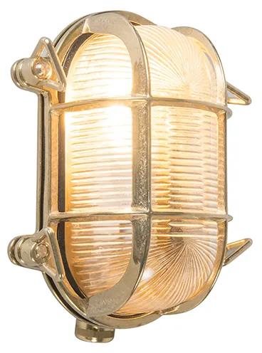 Retro nástěnná lampa zlatá 18 cm IP44 - Nautica 2 ovál