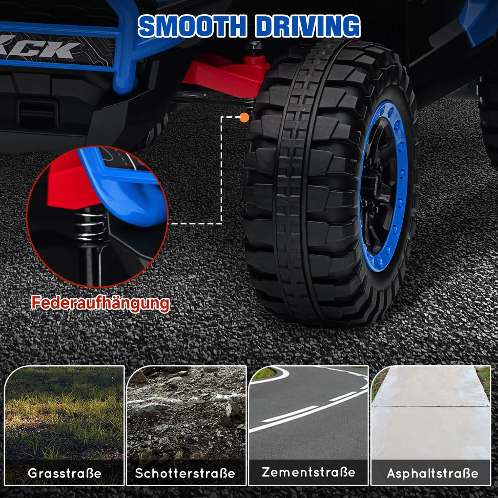 AIYAPLAY dětské elektrické auto, terénní vozidlo 24 V 5-7 km/h s připojením na hudbu, dětské vozidlo s dálkovým ovládáním 2,4G, světlomety, klaksonem…