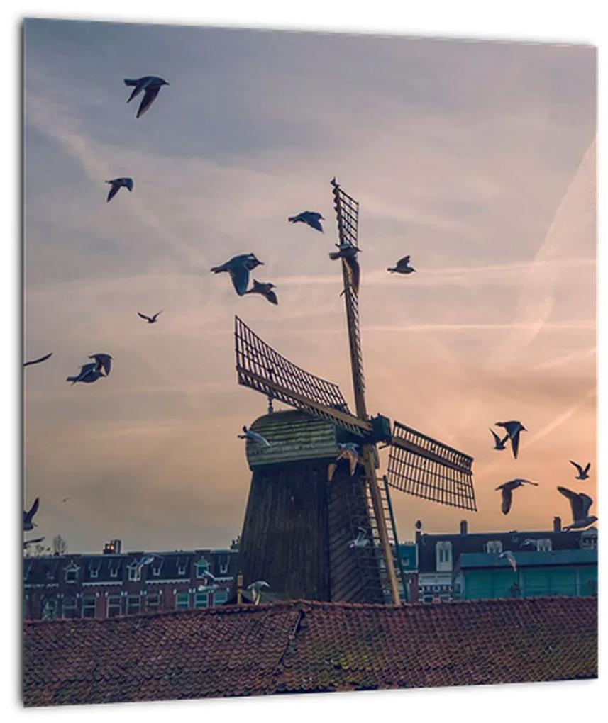Obraz větrného mlýna (30x30 cm)